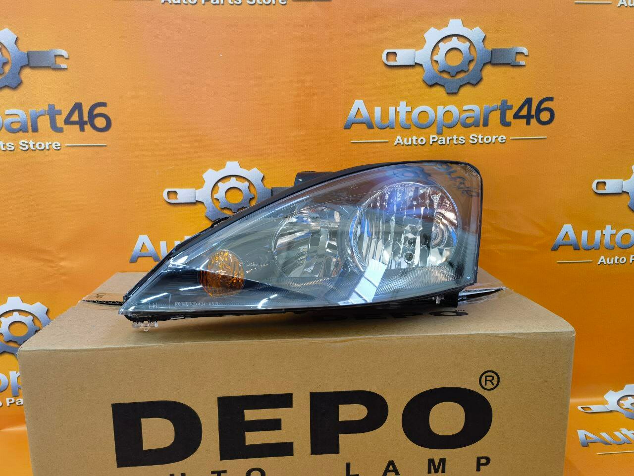 Левая фара форд фокус 1 FORD Focus 1 рестайл электрокорректор черная DEPO 2001-04г.