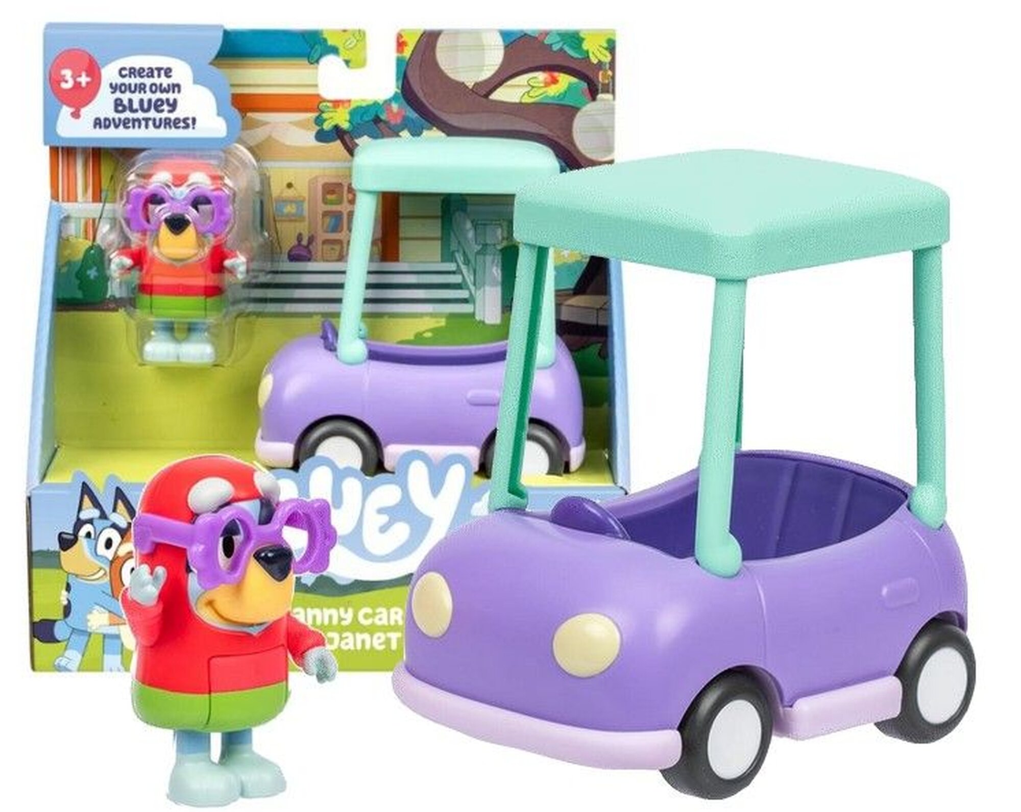 Фигурка Moose Toys Bluey - Набор Бабушкина машина с фигуркой Джанет - 18924