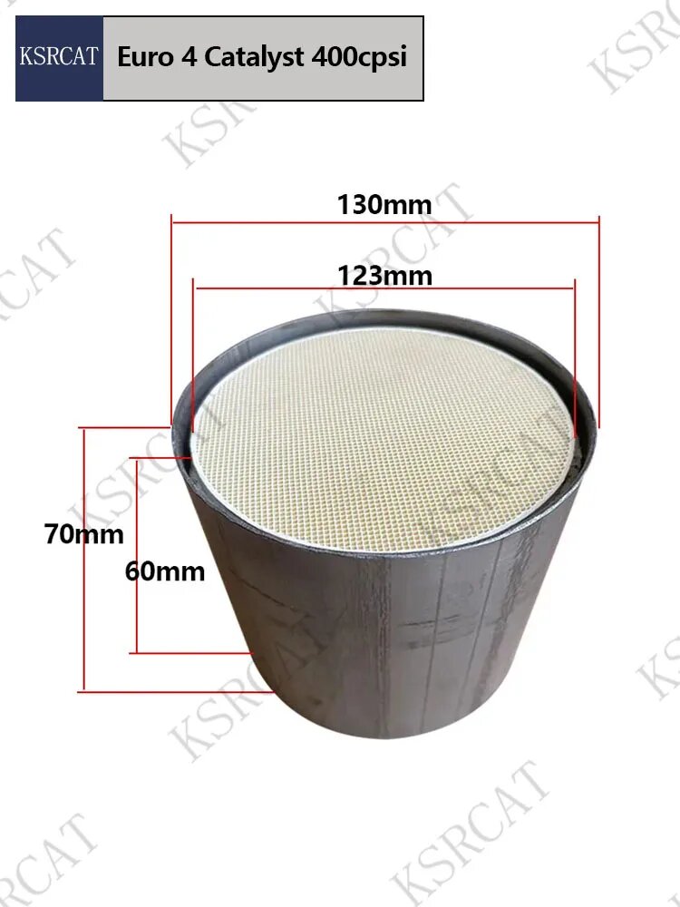 Керамический сотовый катализатор с высоким расходом 130x70 мм, EURO 4, 400CPSI, автомобильный трехходовой выхлопной преобразователь, корпус из нержавеющей стали