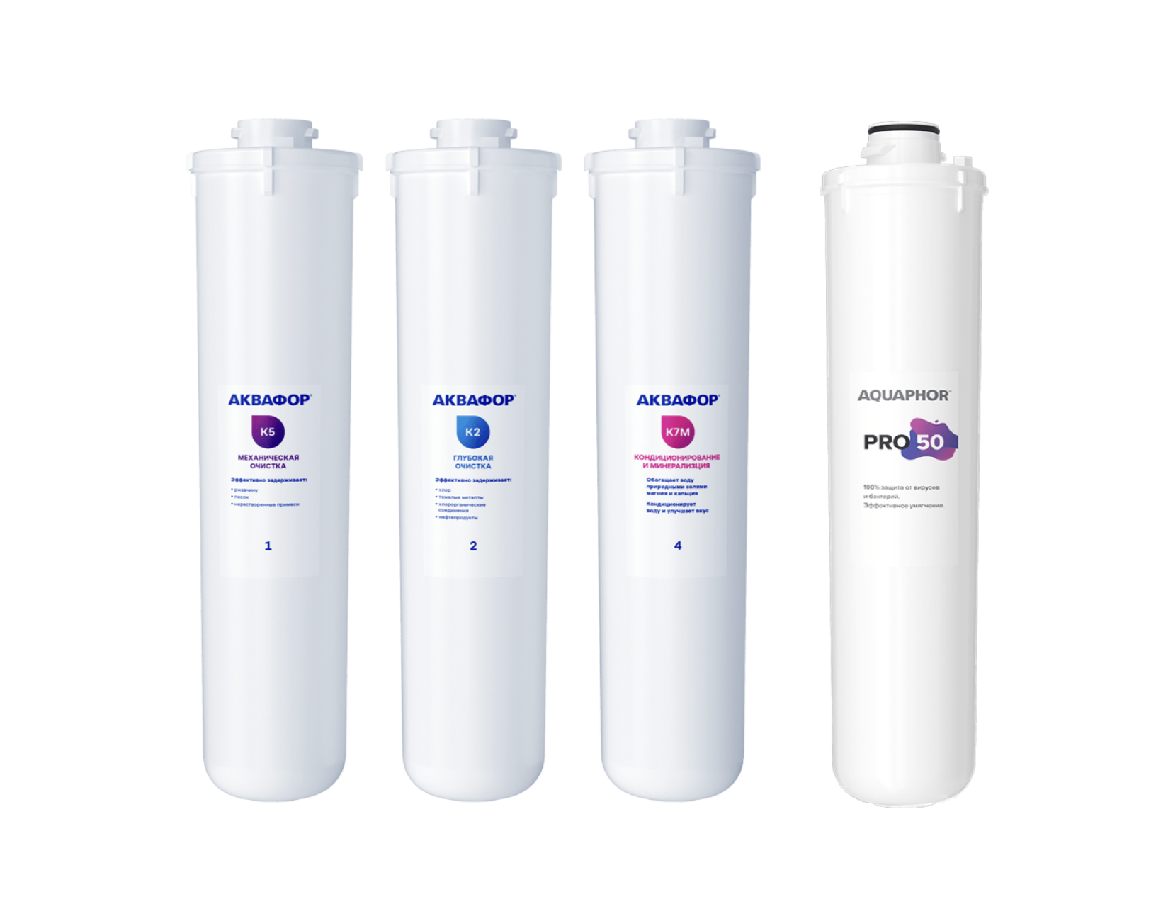 Комплект фильтров Аквафор К5-К2-К7M-PRO50, для DWM-101S, белый