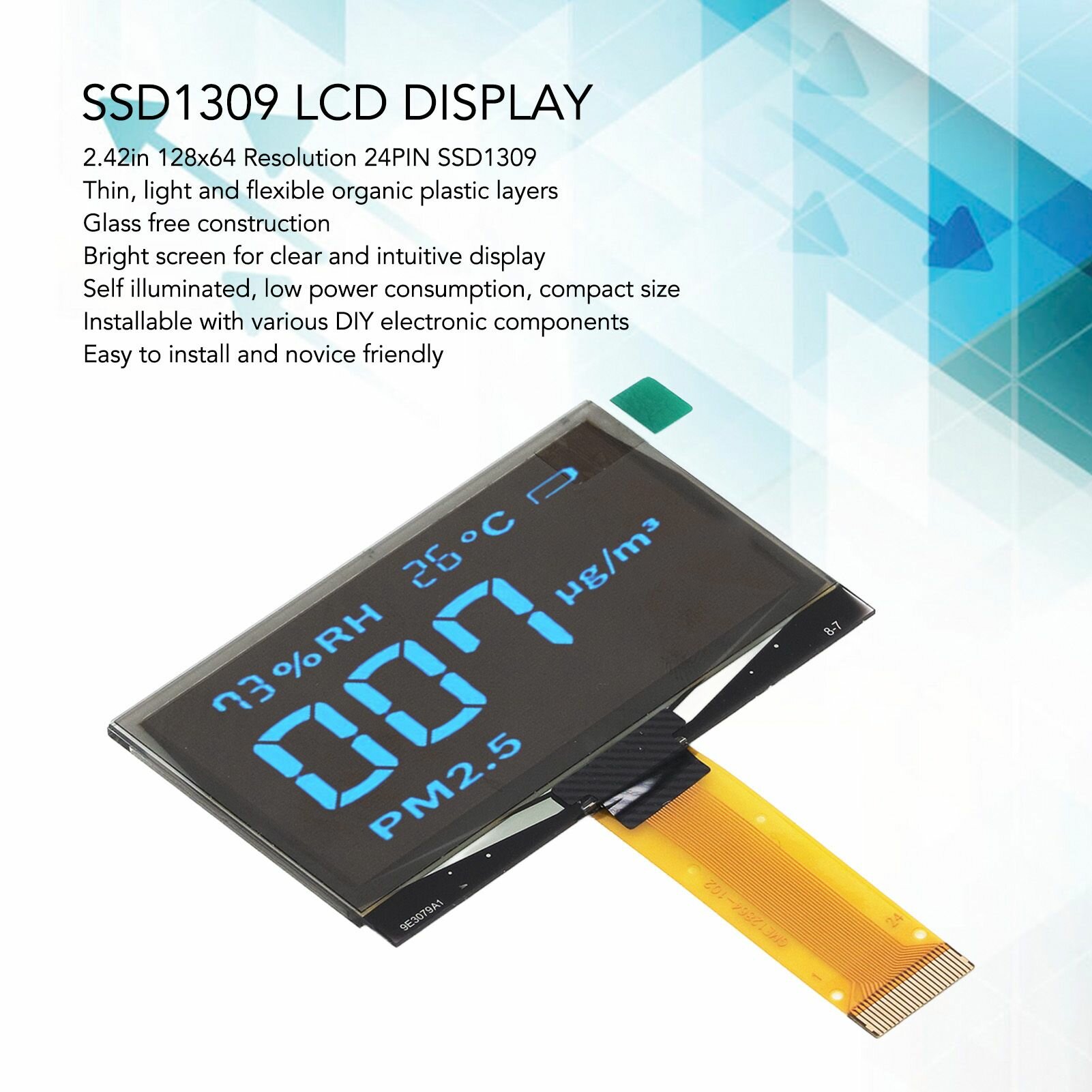 2,42-дюймовый органический светодиодный ЖК-дисплей, встроенный SSD1309, 24-контактный, 128x64, разрешение, модуль прозрачного экрана, синий дисплей