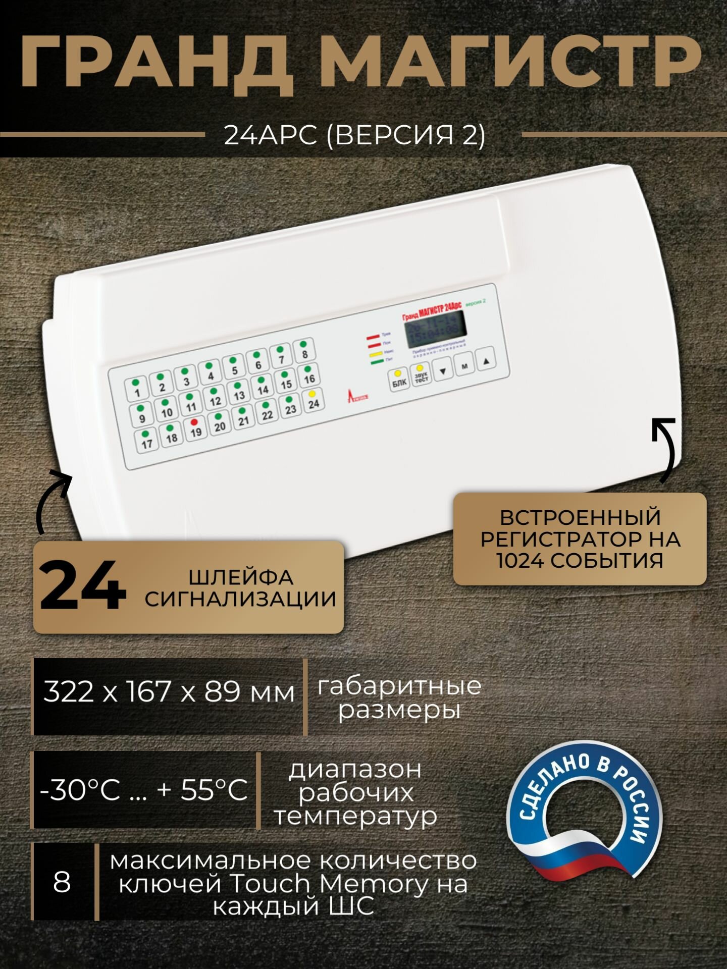Гранд Магистр 24 Арс (версия 2) Прибор приемно-контрольный охранно-пожарный