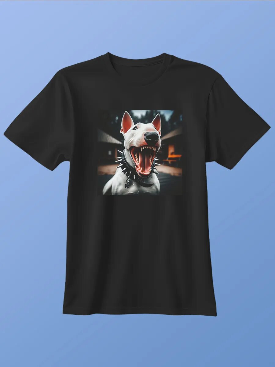 Футболка брутальный бультерьер с ошейником