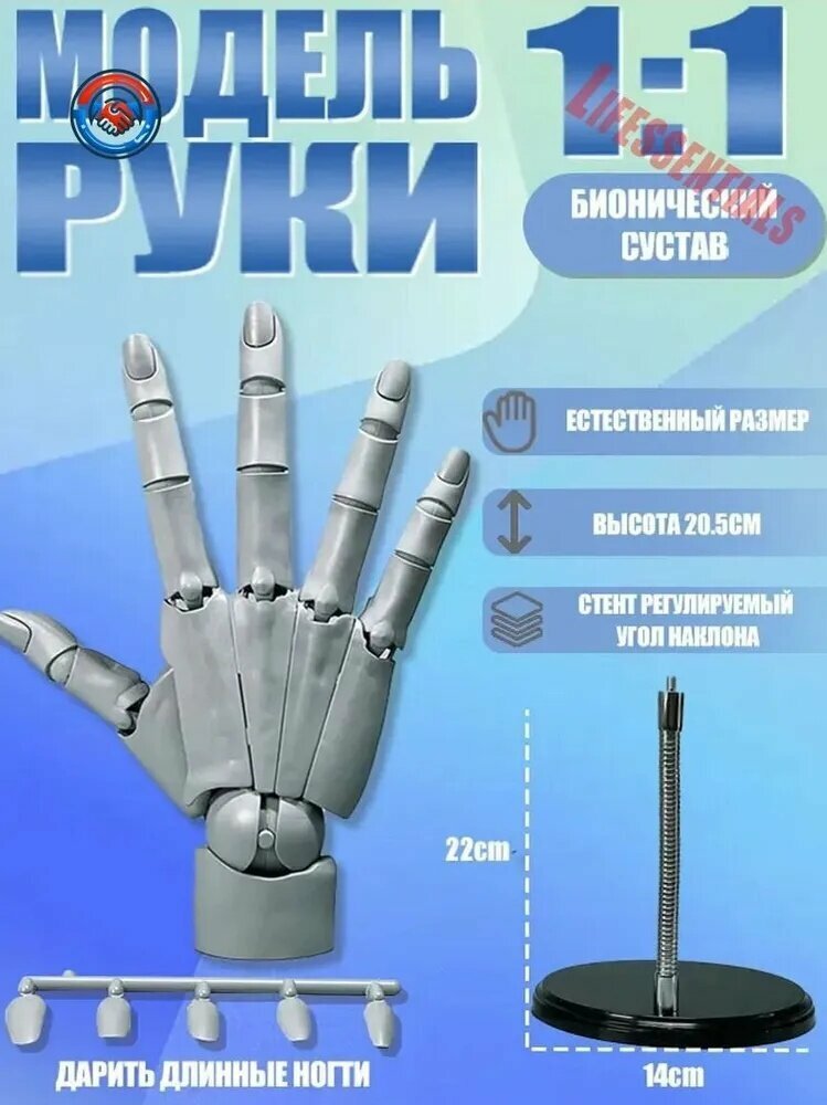 Манекен художественная рука 20 см с подвижными суставами для рисования, анатомическое пособие для художников и студентов, практичная модель для студии и дома