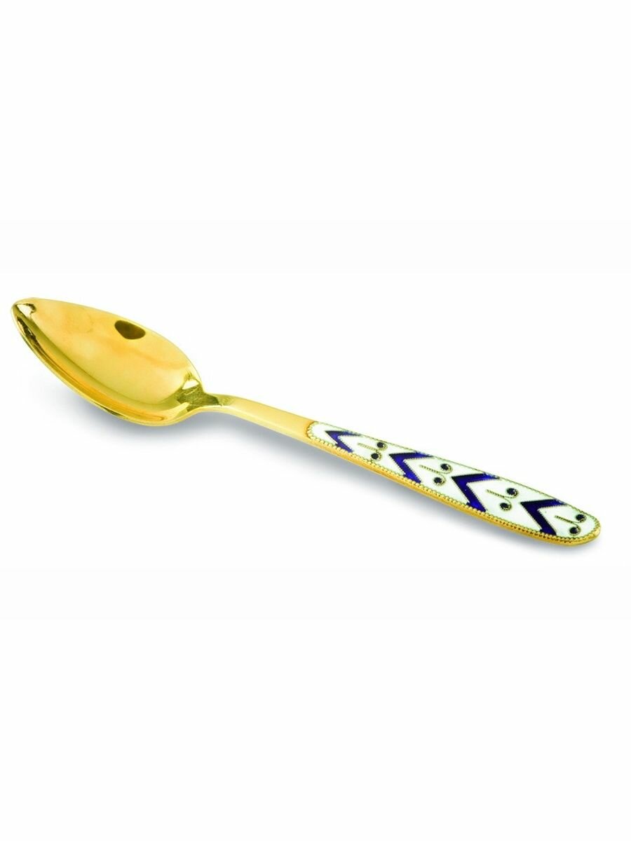 Ложка кофейная из серебра 925 пробы с позолотой и эмалью