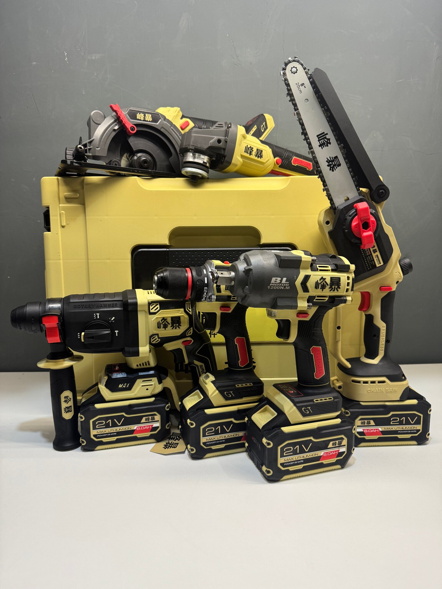 Feng Bao 6 в 1 набор электроинструмента, обновленный, перфоратор 05-24MAX, 4 акб, зарядка, кейс