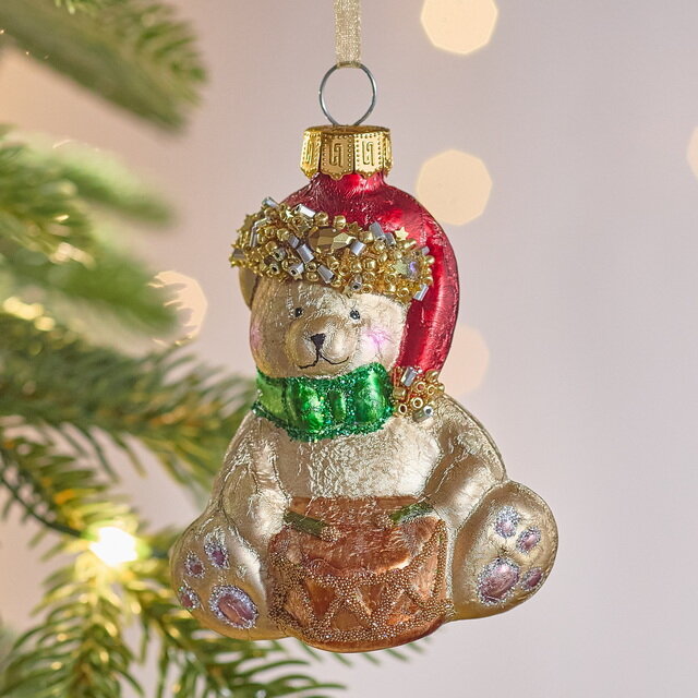 Елочная игрушка Мишка Луи с барабаном 8 см, стекло , Winter Deco, 5030174