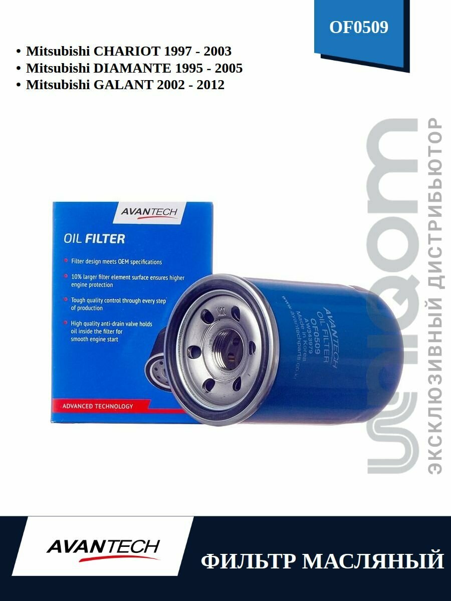 Фильтр масляный MITSUBISHI GALANT CHARIOT DIAMANTE AVANTECH OF0509