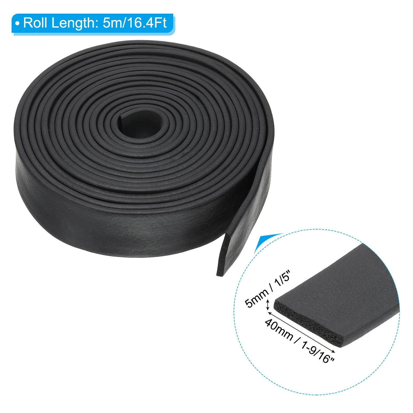 Уплотнительная лента UXCELL EPDM черная 3/5 м 5000x40x5mm