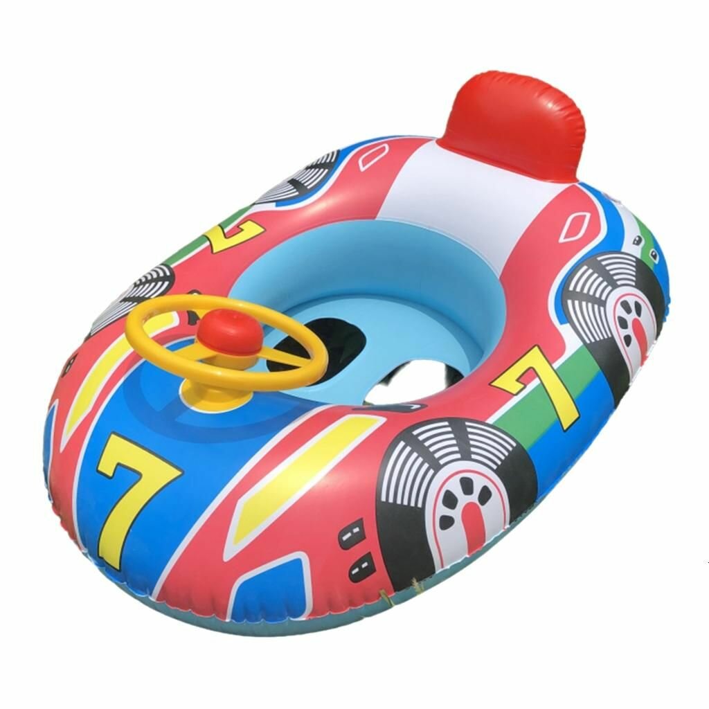 Детский надувной круг для плавания, - Маленькая автомобильная лодка синего цвета