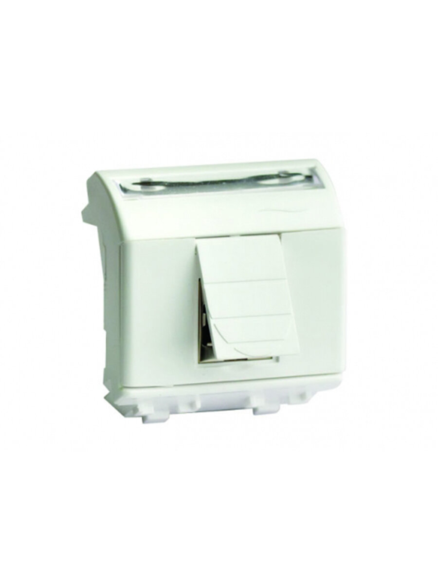 Розетка телефонная DKC Brava RJ-11 (разъем AMP), белая, 2модуля.