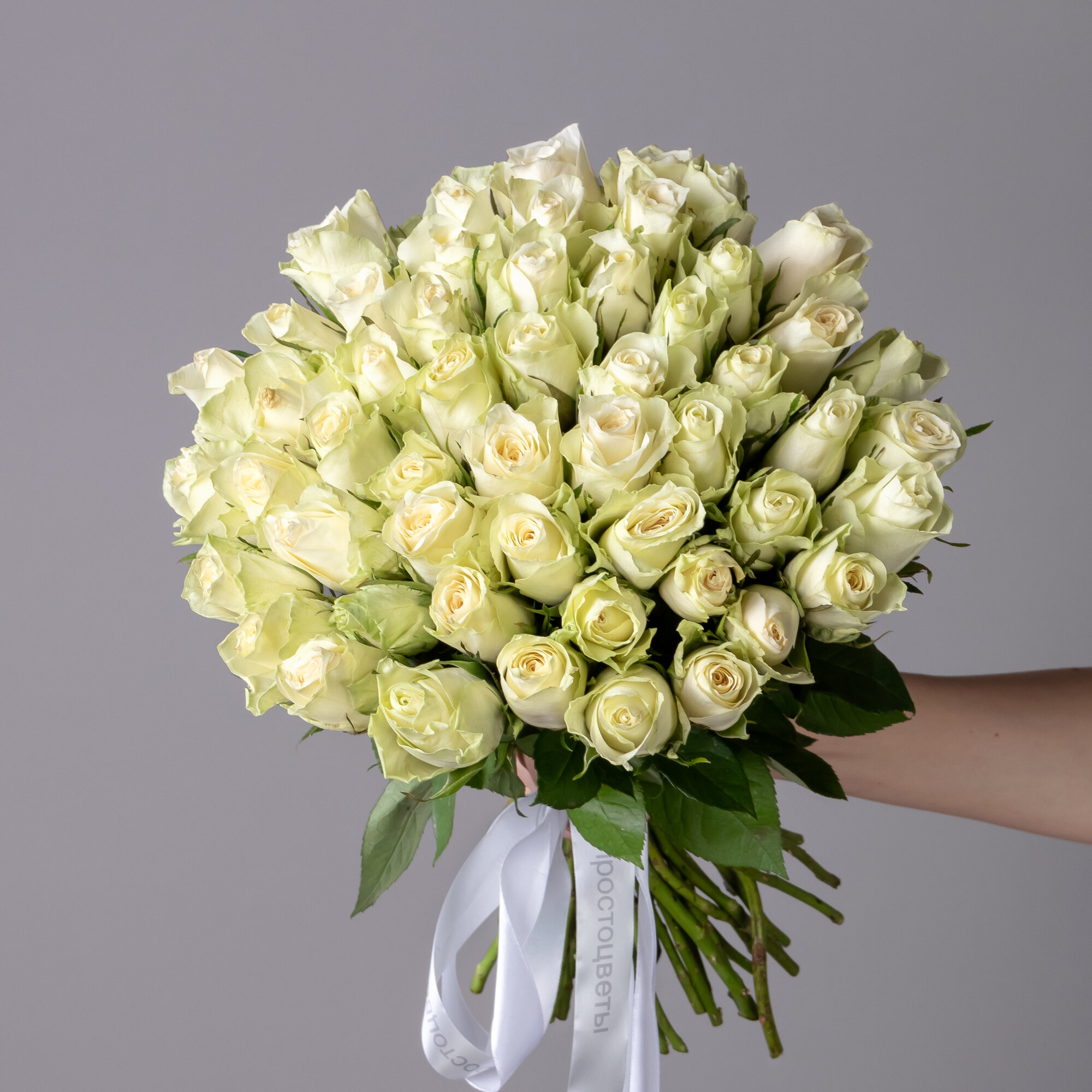 Букет Роза "Белая" 51 шт Высота 40 см Премиум от "Простоцветы"