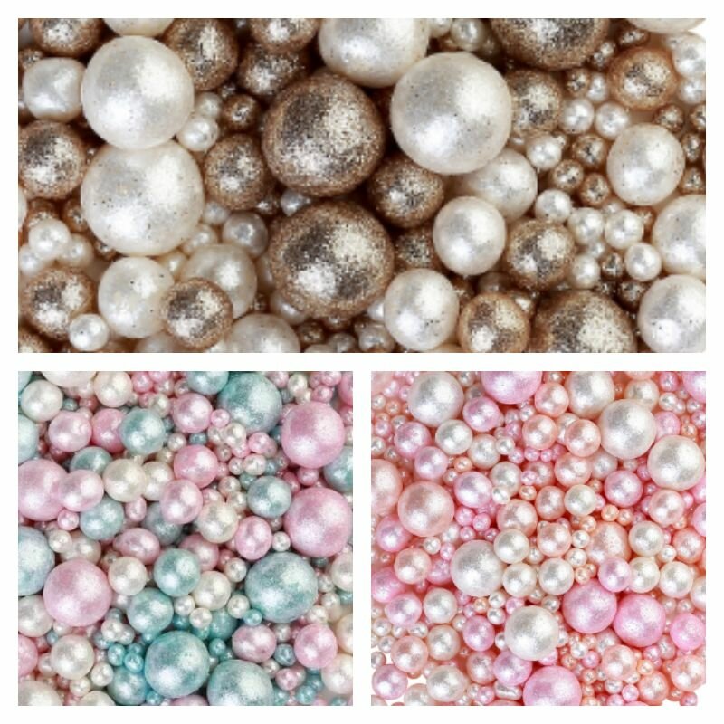 Посыпка кондитерская Жемчуг Блеск микс №3, 3 упаковки по 50 гр