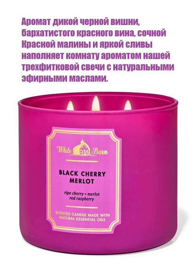 Bath and Body Works свеча ароматическая с 3-мя фитилями Black Cherry Merlot (411 грамм)