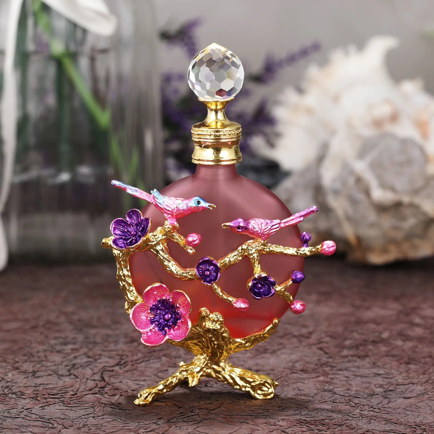 Декоративный стеклянный флакон для духов 30 мл Фиолетовый