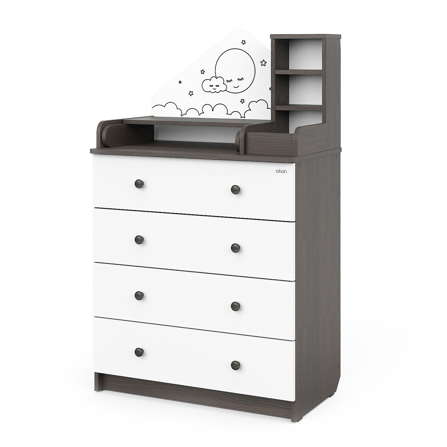 Комод Сириус "ALF" трансформер с шариковыми направляющими 4 ящ. бодега темный-белый