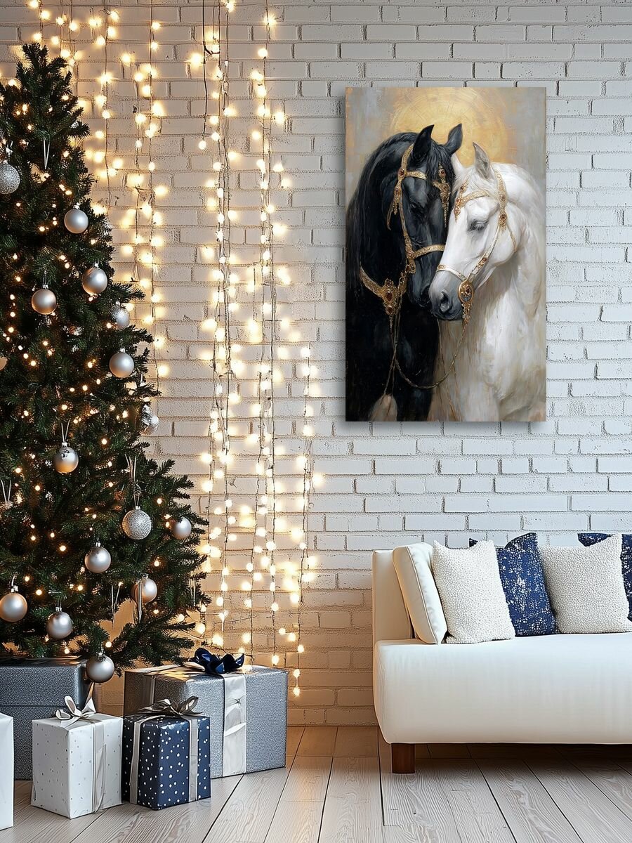 Картина на холсте LOFTime 60х100 Пара лошадей черн бел 1 КБ-1872-60100