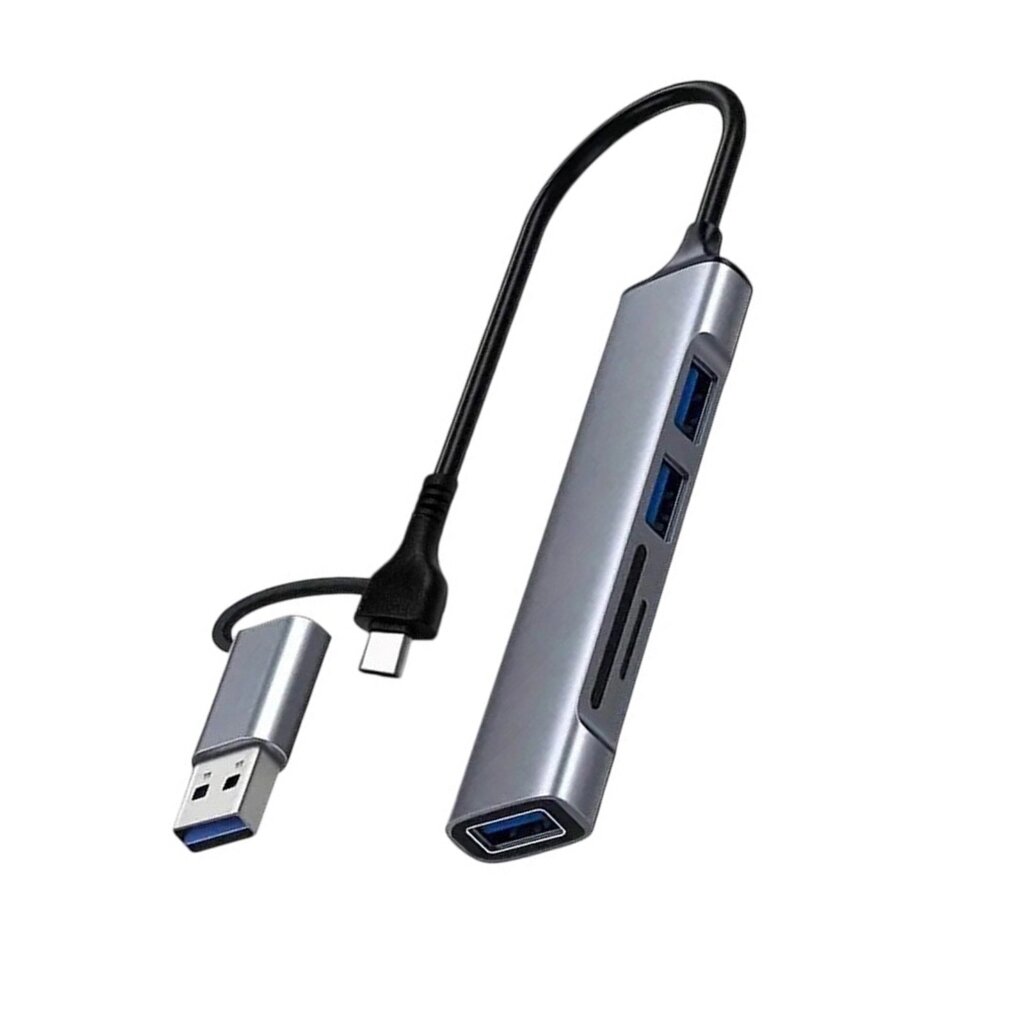 5-в-1 док-станция USB+Type C с кардридером USB3.0 для ПК, ноутбука и флеш-накопителя