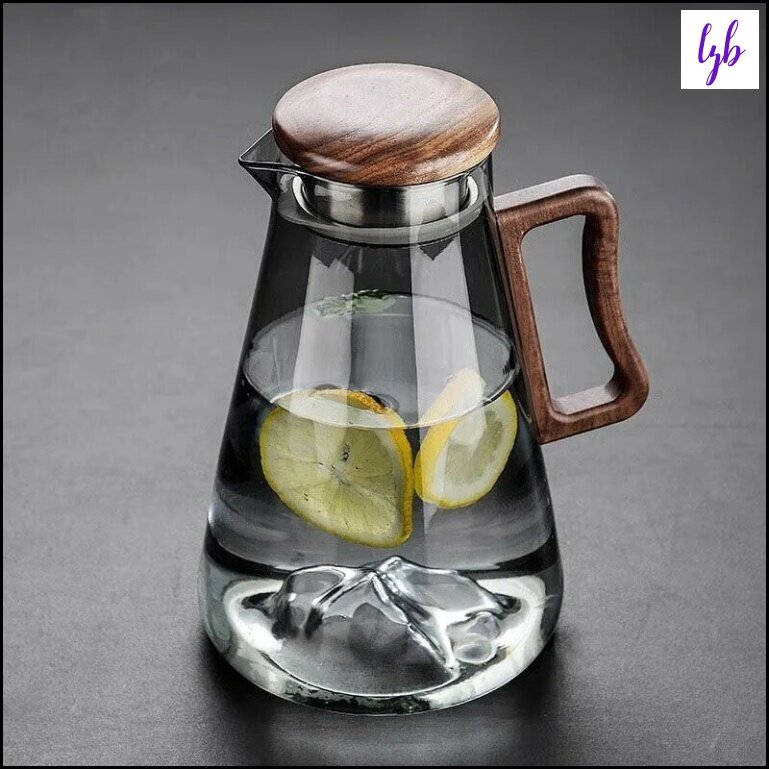 Эксклюзивный дымчатосерый кувшин 2 литра из термостойкого стекла 14.5 на 23 см