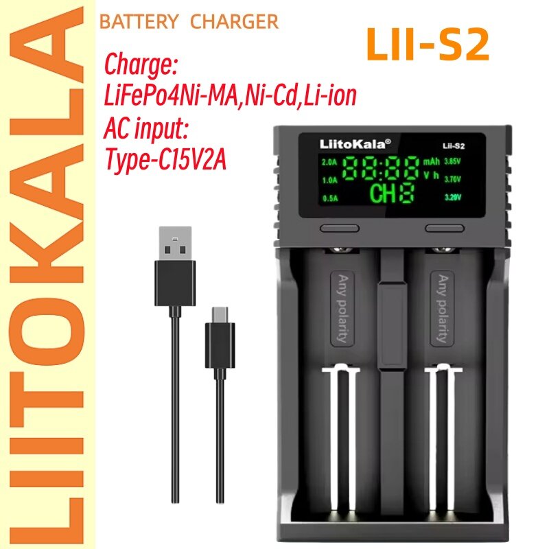 Зарядное устройство LiitoKala Lii-S2, для Li-ion, IMR, LiFePO, NiMH, NiCd, 2 канала