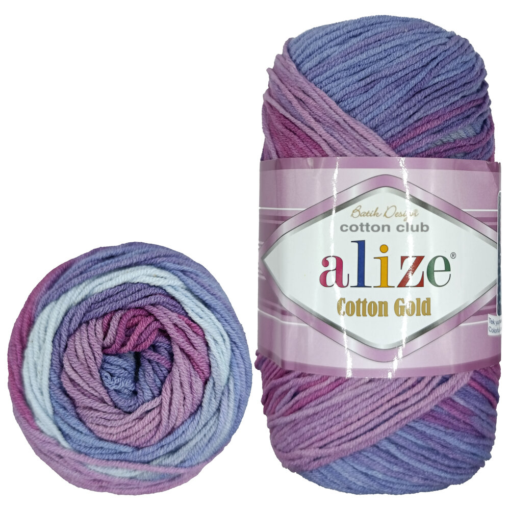 Пряжа для вязания Alize Cotton gold batik 3686 розовый голубой 1 моток 100 гр/330 м 55% хлопок, 45% акрил