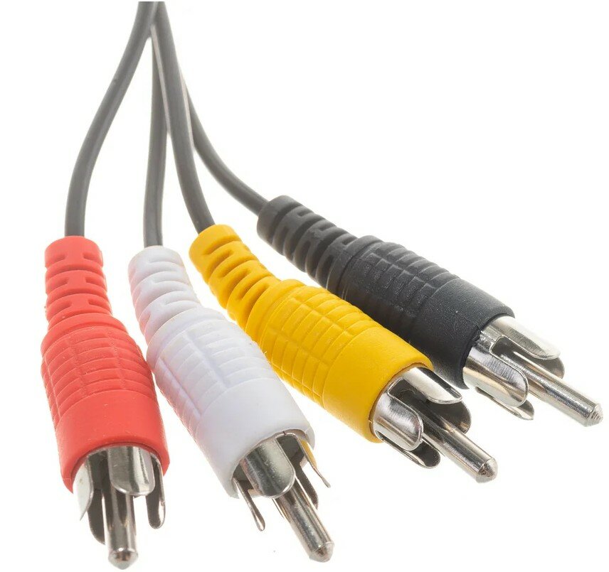 Шнур REXANT 4x4 RCA, тюльпан, аналоговый, для аудио и видео, 7 метров, черный