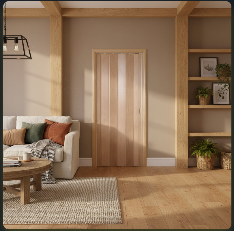 Межкомнатная раздвижная дверь гармошка RSP цвет Дуб Светлый