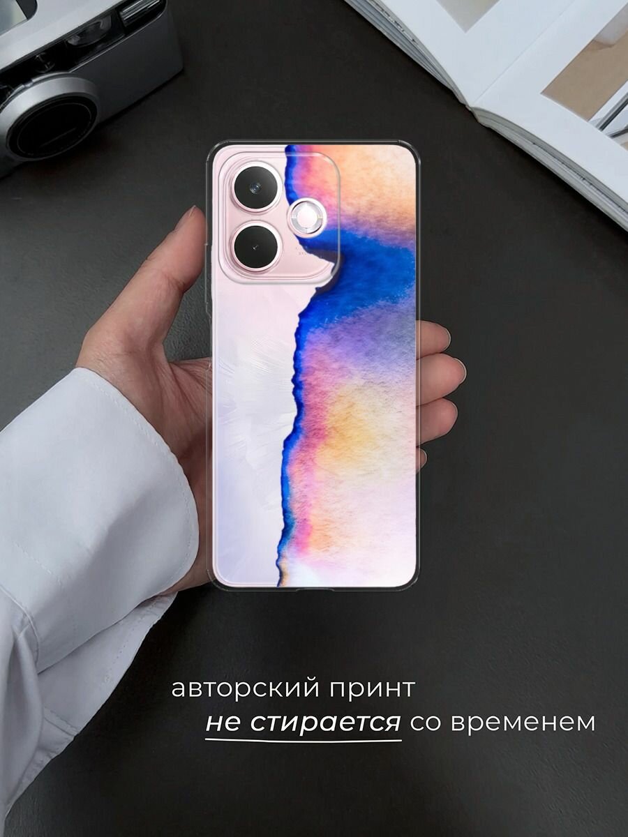 Чехол на Oppo A5 Pro / Оппо А5 Про с принтом Синяя акварель, прозрачный — фото 1