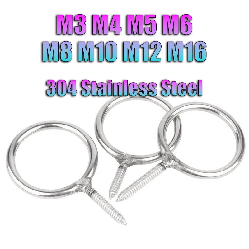1-5 шт. Саморезы из нержавеющей стали 304 с кольцом M3 M4 M5 M6 M8 M10 M12 M16 Винты по дереву с круглой кольцом из овечьего глаза