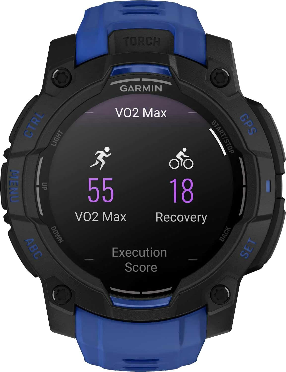 Смарт-часы Garmin INSTINCT 3, AMOLED, 45 mm, BLACK WITH BOLT BLUE/BLACK BAND, 010-02936-03