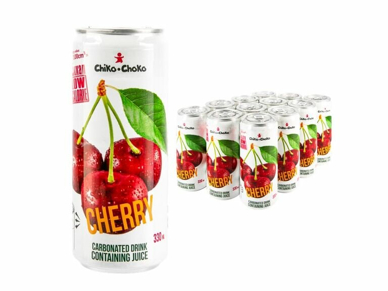 Газированный напиток Chiko-Choko, низкокалорийный, с содержанием сока вишни, 0.33 литра 12 шт.