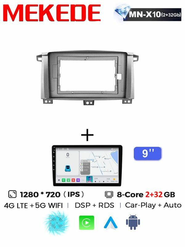 Магнитола 9" Mekede MN X10 Pro 2/32 Gb Toyota Land Cruiser LC 100 (A) carplay