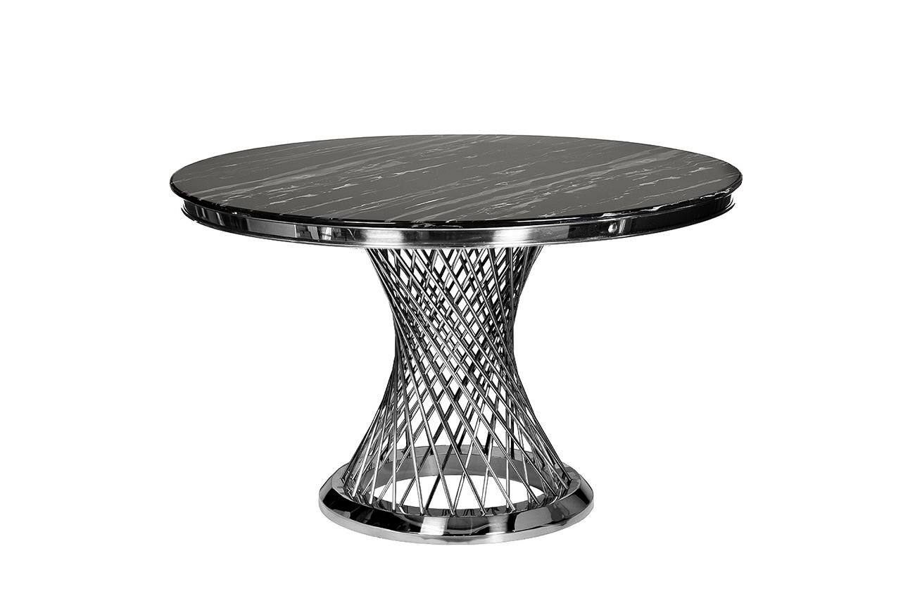 Мебель Garda Decor 76AR-80555 Стол обед иск. мрам Nero Alicanto/хром d120*75 арт. 76AR-80555