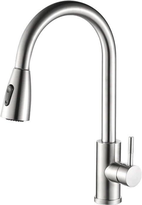 Смеситель для кухни Haiba HB73304-2 с гибким изливом, с поворотным изливом, матовый, однорычажный, нержавеющая сталь, с керамическим картриджем