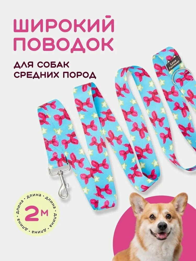 Поводок с принтом для собак средних пород