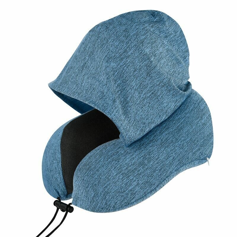 Подушка для шеи с капюшоном, ортопедическая, для авто и путешествий-лазурный-20