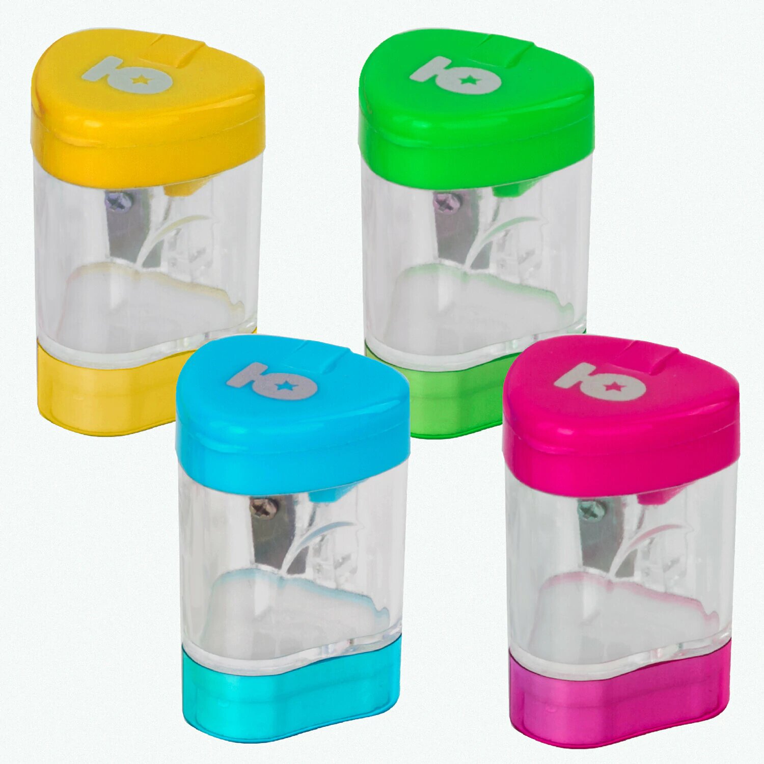 Точилка юнландия "Трио +", со стирательной резинкой, с контейнером, пластиковая, ассорти, 228439, 12шт.