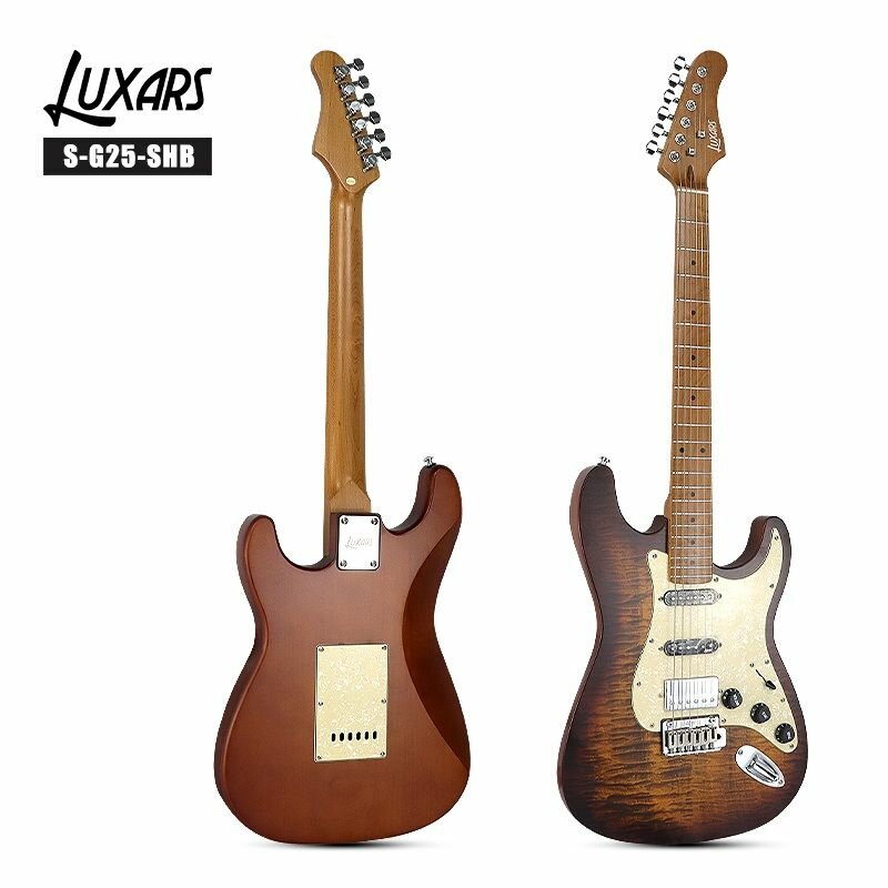 Электрогитара LUXARS S-G2539-SHB дюймовая наклейка из ольхового дерева с тигровым узором, клен, одинарная и двойная электрогитара