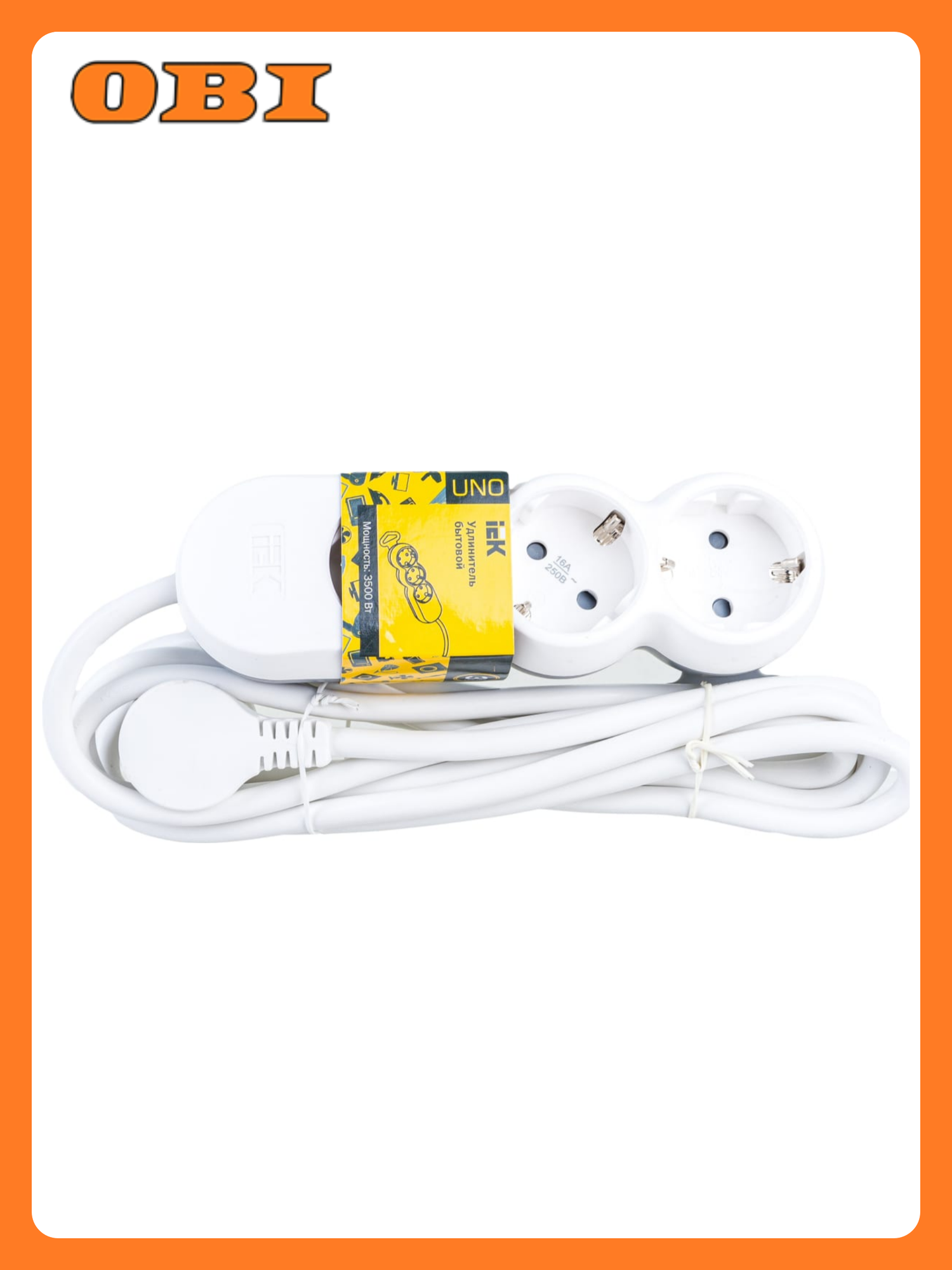 Удлинитель IEK У03 3 места 2P+PE/3м 3х1,5мм2 16А/250В UNO