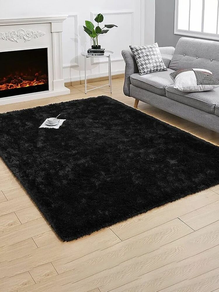 Ковер на полу размером 120x170 см можно использовать в спальнях гостиных детских комнатах черное плюшевый мягкий и удобный
