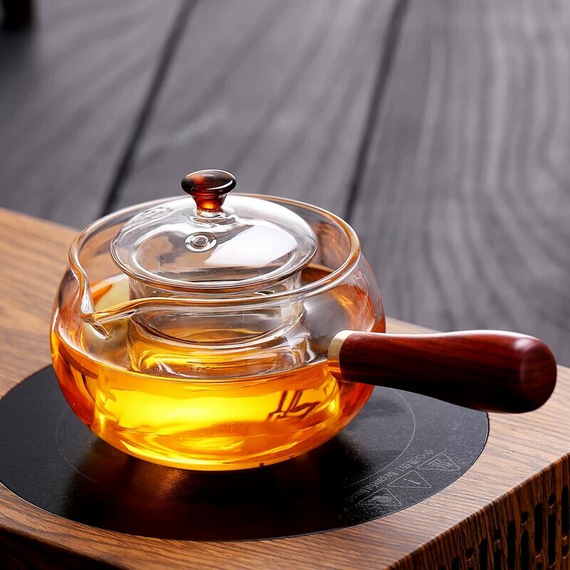 Набор стеклянных чайников, термостойкое стекло, бытовой чайник с рельефным узором, чайник-термос, чайник для