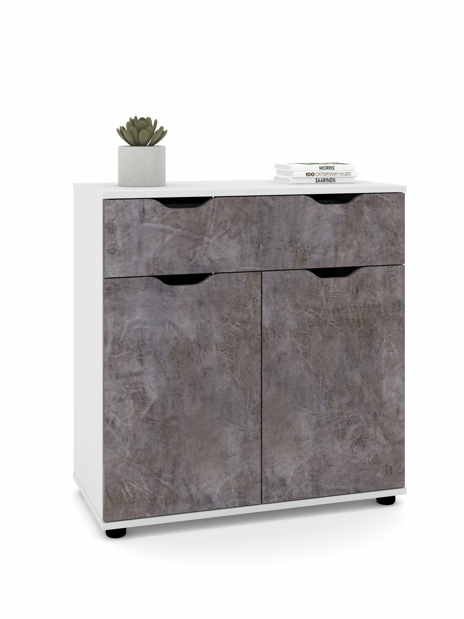 Есэндвич Grand-Лаворо-4 Комод 80х83х40 см с ящиками и дверцами(Белый/Камень темный)