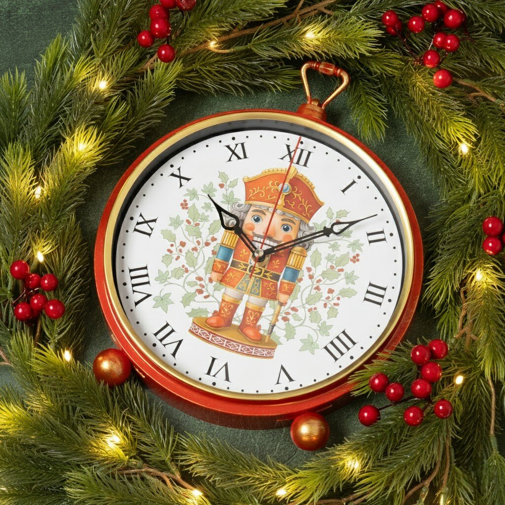 Часы настенно-настольные 3426-007 "Щелкунчик" красный с золотом