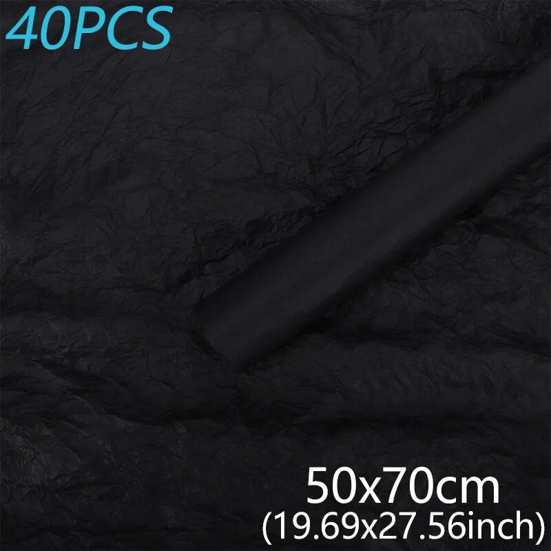 Многоцветная тканевая бумага для букетов 50*70 см, 40 шт black