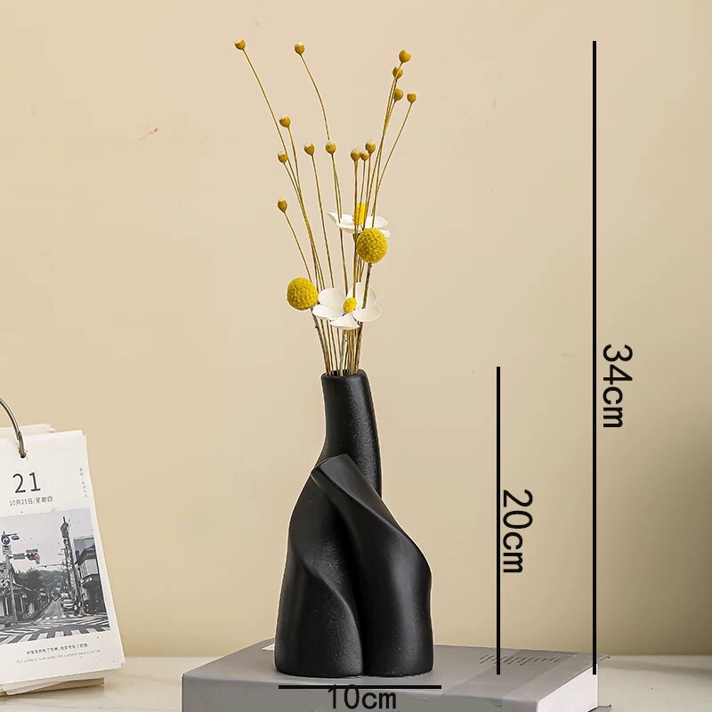 Скандинавские керамические вазы в комплекте, белые, простые и элитные, для сухоцветов, декор для тумбы под телевизор,