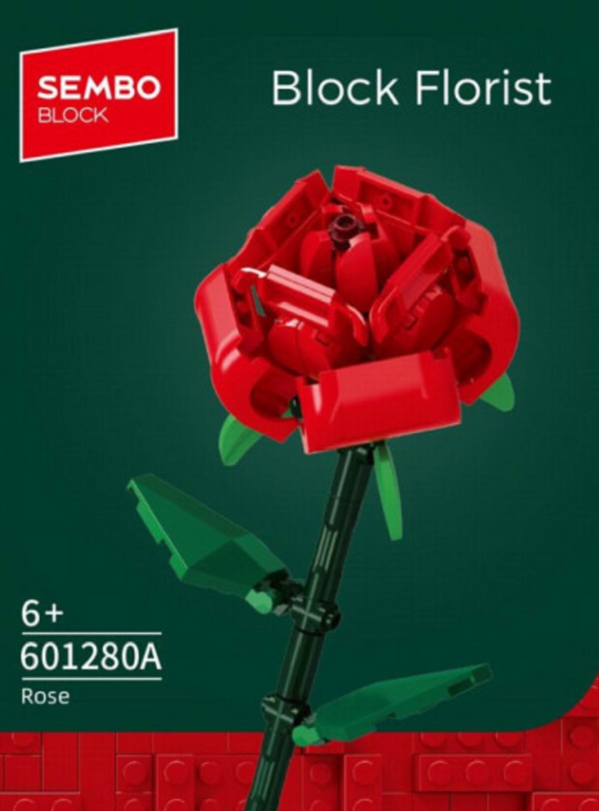 Конструктор SEMBO "Красная роза", 95 элементов, от 6 лет, пластик, красный