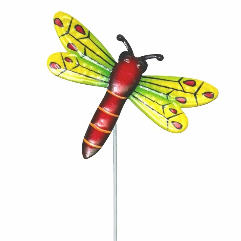 Металлическая скульптура стрекозы для сада
