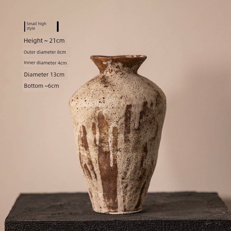 Керамическая ваза в стиле ваби-саби для сухоцветов и гидропоники, двойного назначения, деревенская керамическая ваза
