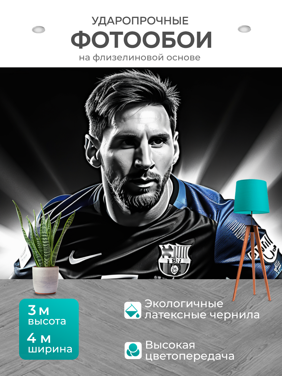 Фотообои моющиеся ударопрочные "С месси чернобелый" 400x300 см. флизелиновые на стену