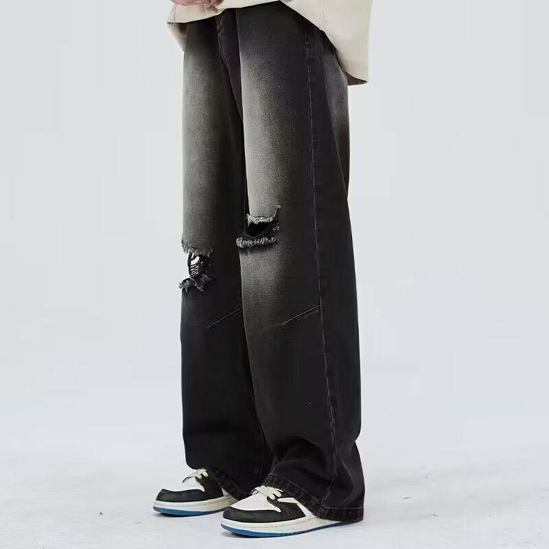 Тренд RONG CH Унисекс Джинсы Весна Потертые Дэд Широкие Кэжуал Деним, Размер_L